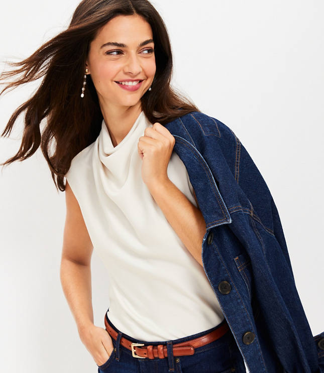 Satin Cowl Neck Shell