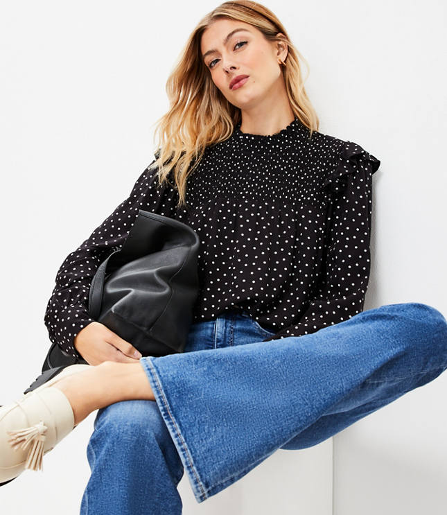 Women's Ruffle Neck Tops | Loft