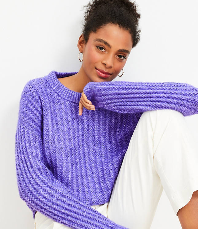 Petite Fuzzy Ribbed Sweater