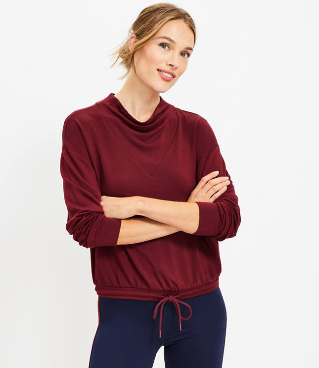 Lou & Grey Funnel Neck Signaturesoft Drawstring Top