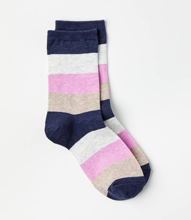 Heathered Stripe Crew Socks