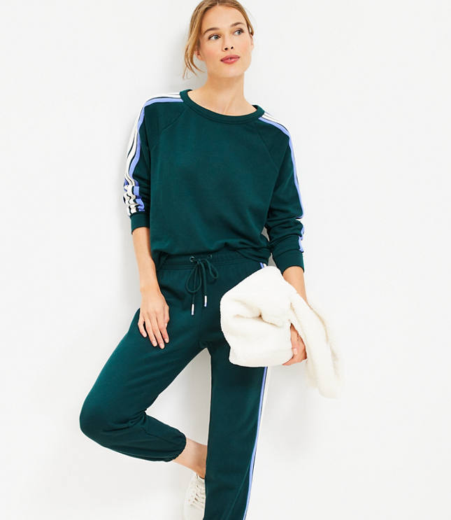 Lou & Grey Side Striped Cozy Cotton Terry Sweatshirt