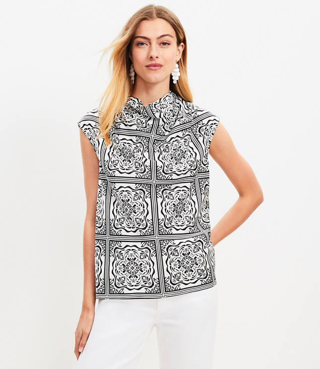 Tiled Cowl Neck Shell