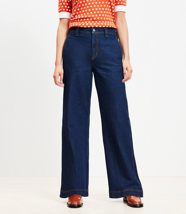 Curvy High Rise Wide Leg Jeans in Dark Rinse Wash