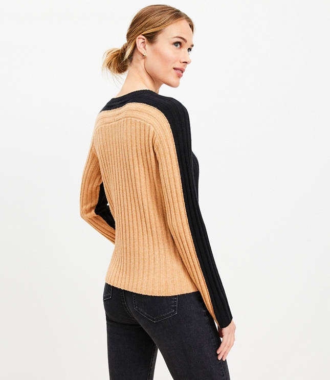 Ribbed Contrast Back Sweater