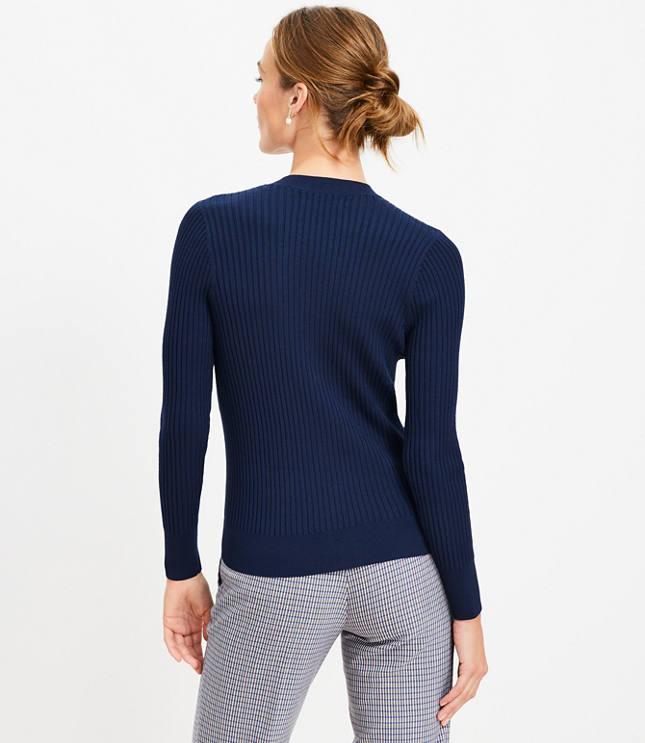 Petite Ribbed V-Neck Cardigan