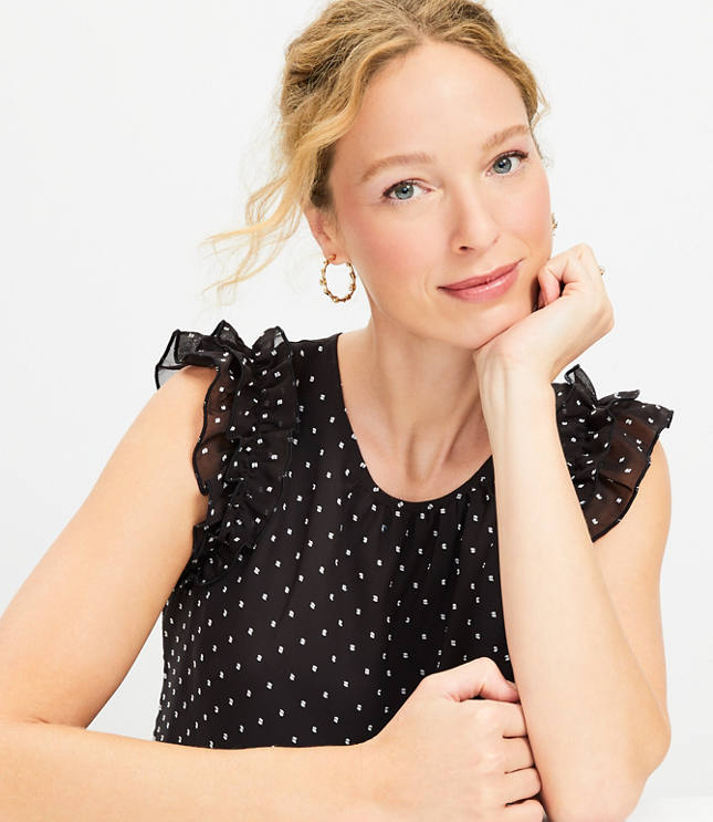 Petite Clip Ruffle Sleeve Top