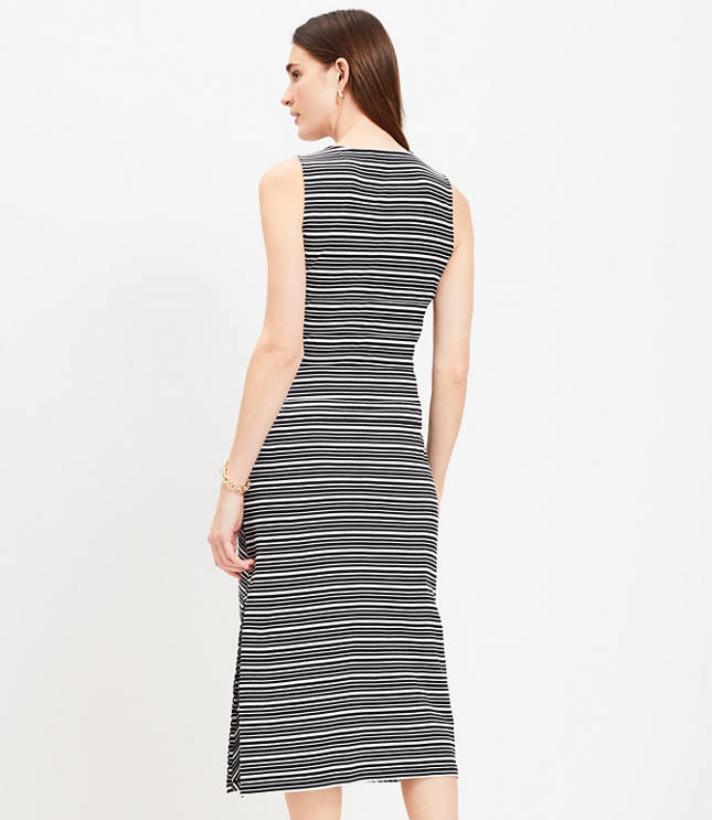 Stripe Knotted Crossover Midi Dress