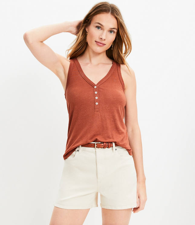 Linen Blend Henley Tank Top
