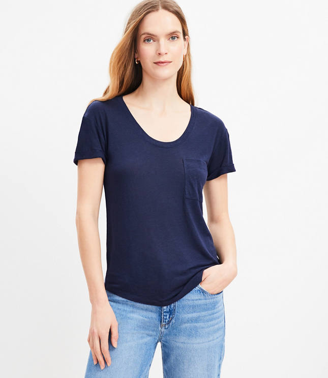 Shirttail Linen Pocket Tee