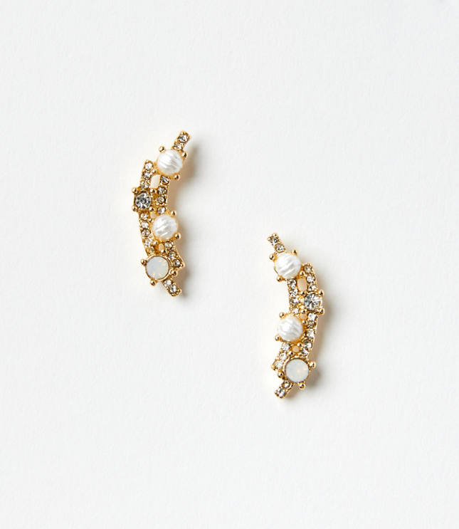 Pearlized Crystal Delicate Stud Earrings