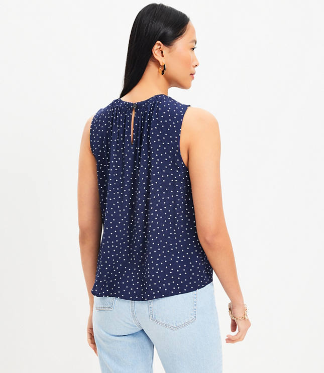 Dotted Shirred Neck Shell