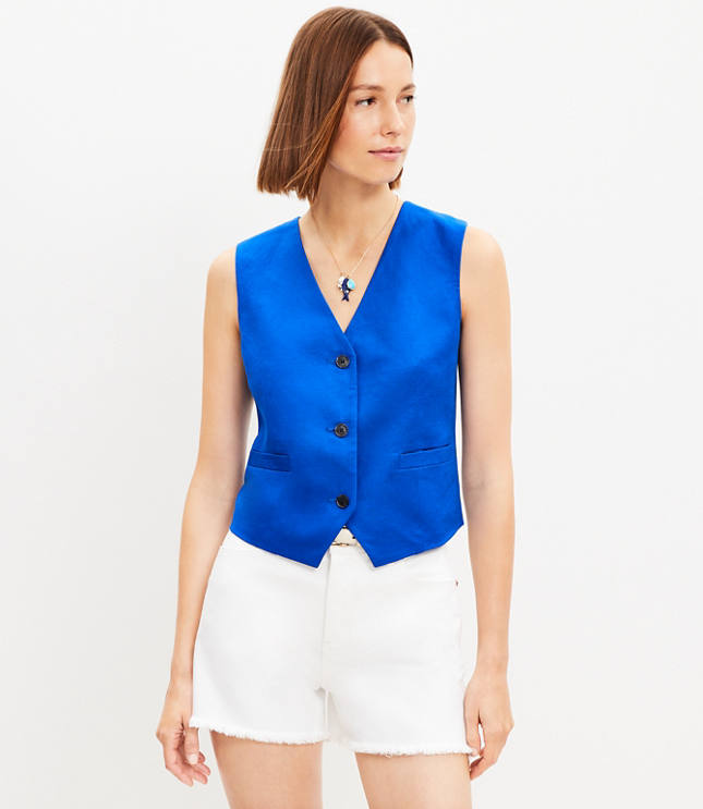 Linen Blend Pocket Vest