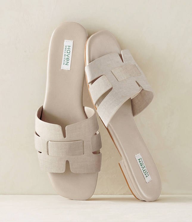 Haven Well Within Linen Threaded Cut-Out Slides