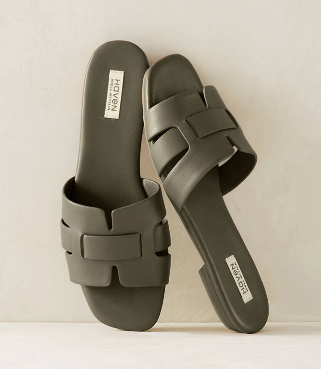 Haven Well Within Leather Threaded Cut-Out Slides