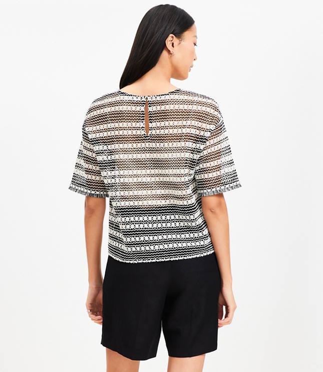 Petite Striped Crochet Modern Tee